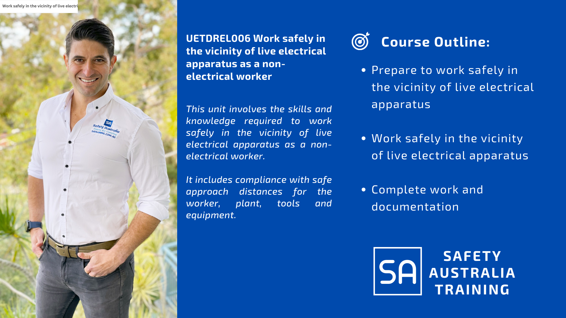 Work safely in the vicinity of live electrical apparatus